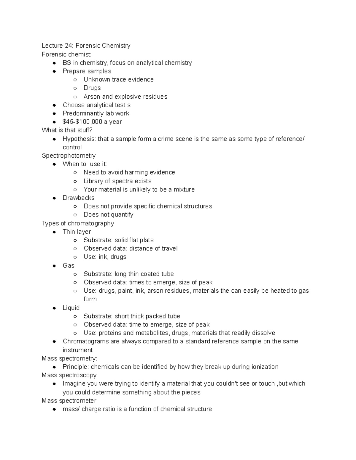 Lecture 24: Forensic Chemistry - Lecture 24: Forensic Chemistry ...