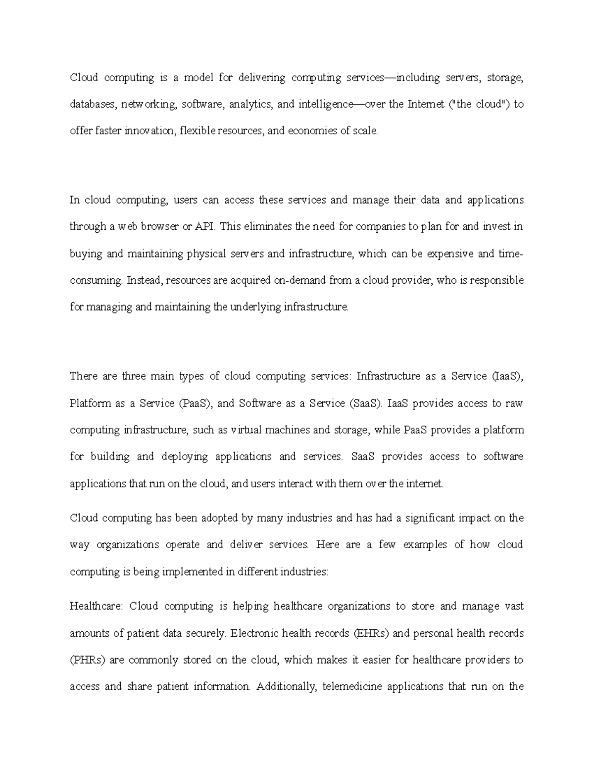 Cloud Computing and VArious Examples - Cloud computing is a model for ...