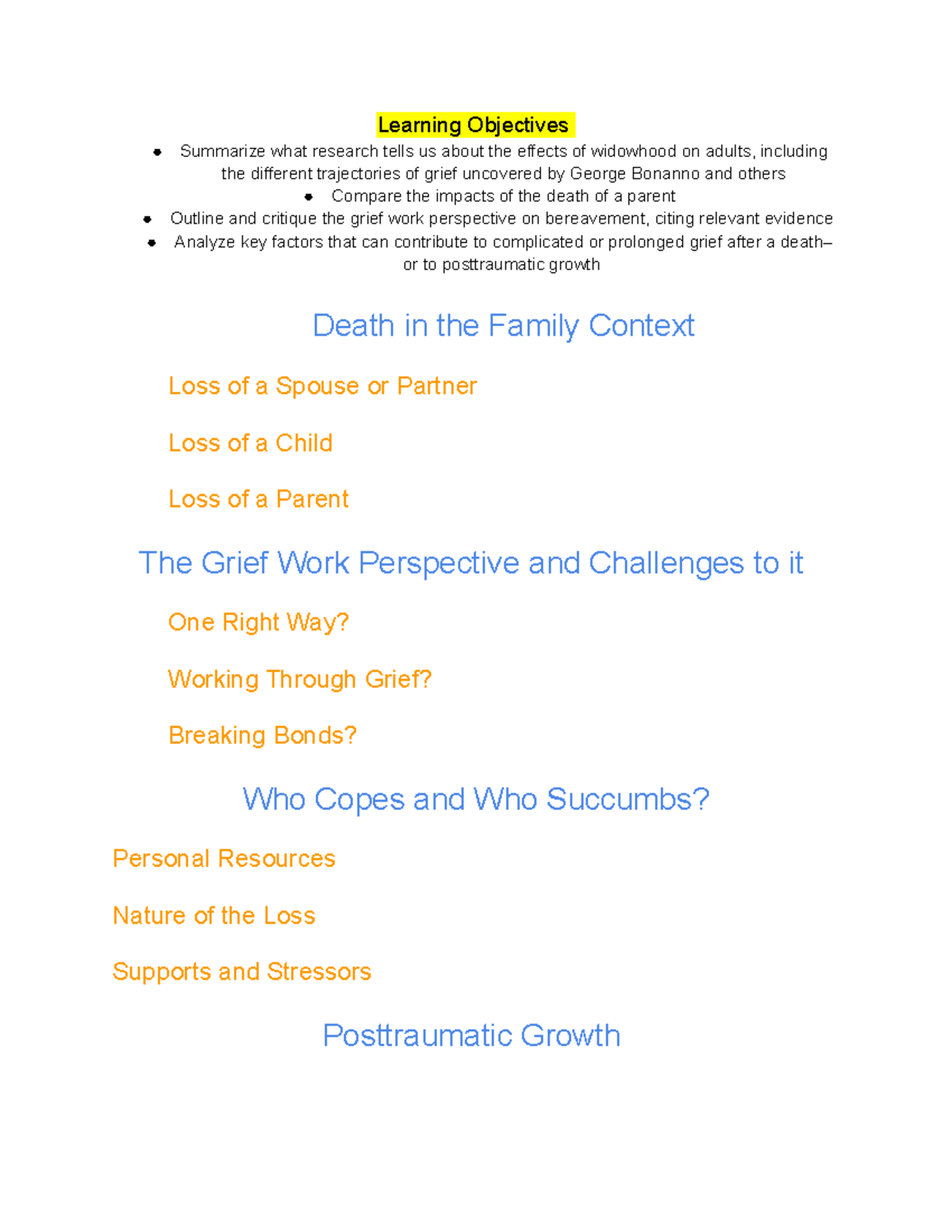 16.6 The Adult - Chapter 16 Death and Dying section 16.6 notes from the ...