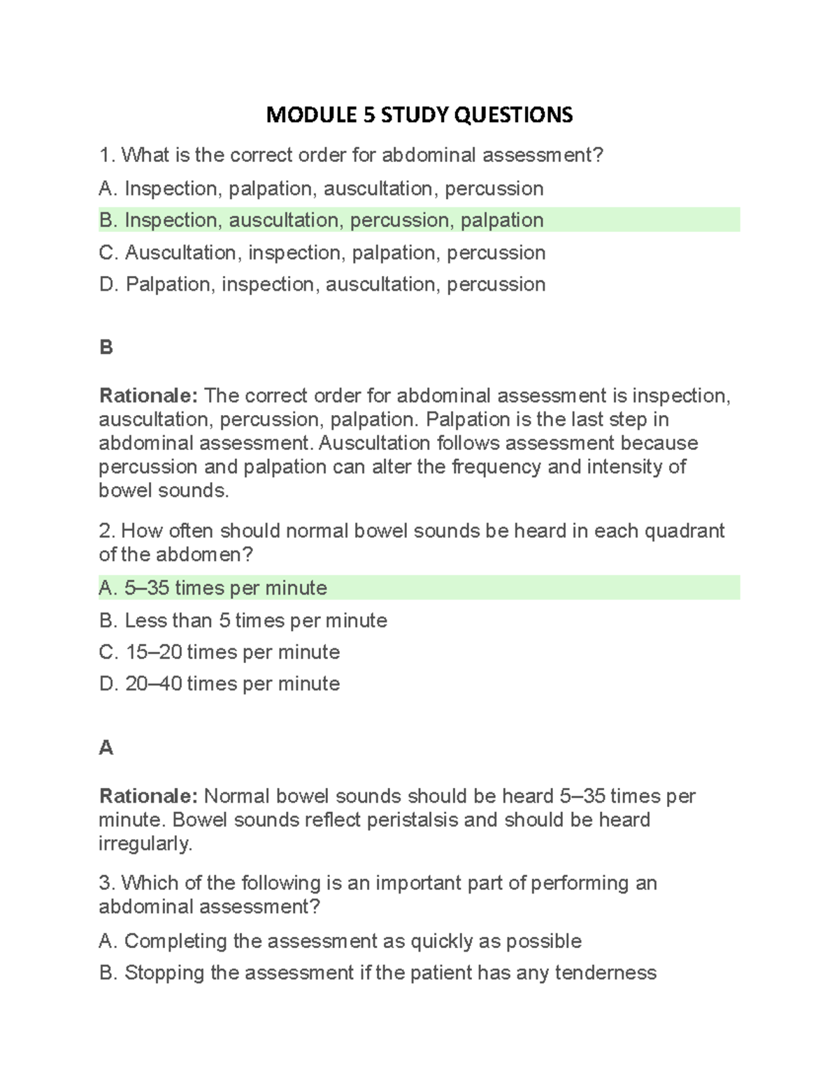 Module 5 Study Questions - MODULE 5 STUDY QUESTIONS What is the correct ...