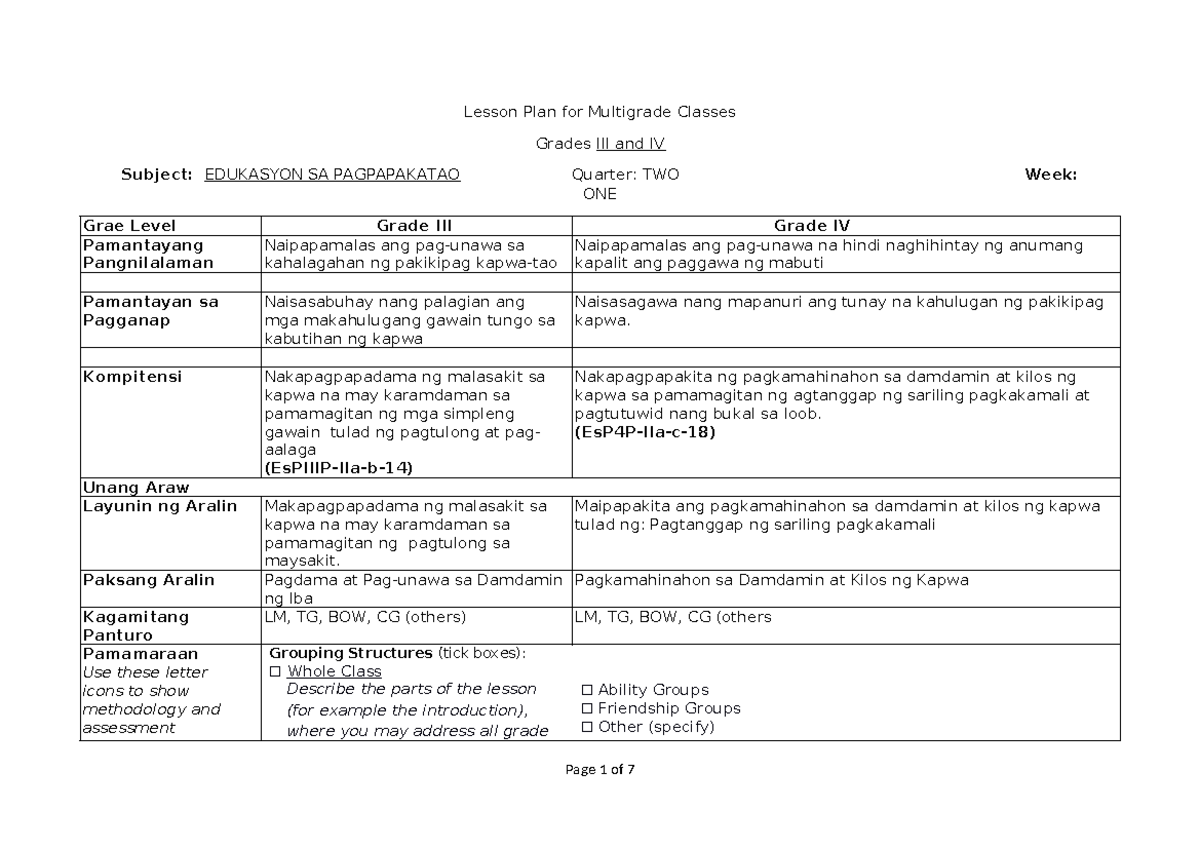 DLP Es P W1-COT-2 - Its a Multigrade Detailed Lesson Plan for grades 3 ...