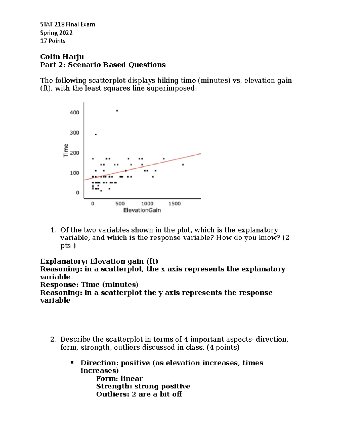 Final Exam Part 2 Last Name Here - STAT 218 Final Exam Spring 2022 17 ...