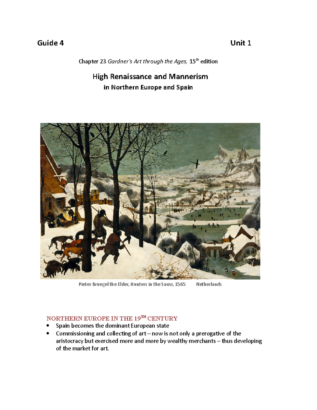 G-4 High Renaissance-in-Northern Europe-1 - Guide 4 Unit 1 Chapter 23 ...