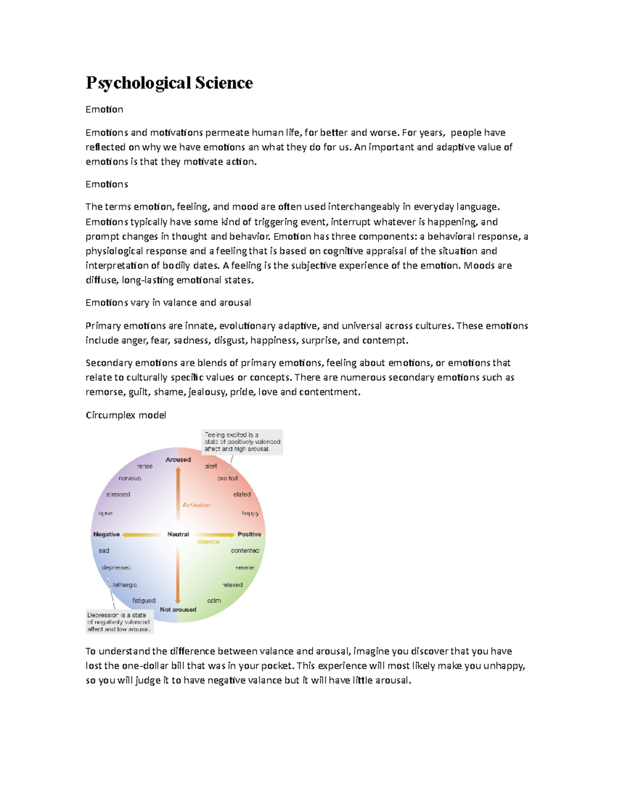 Emotion - Psychological Science Emotion Emotions and motivations ...