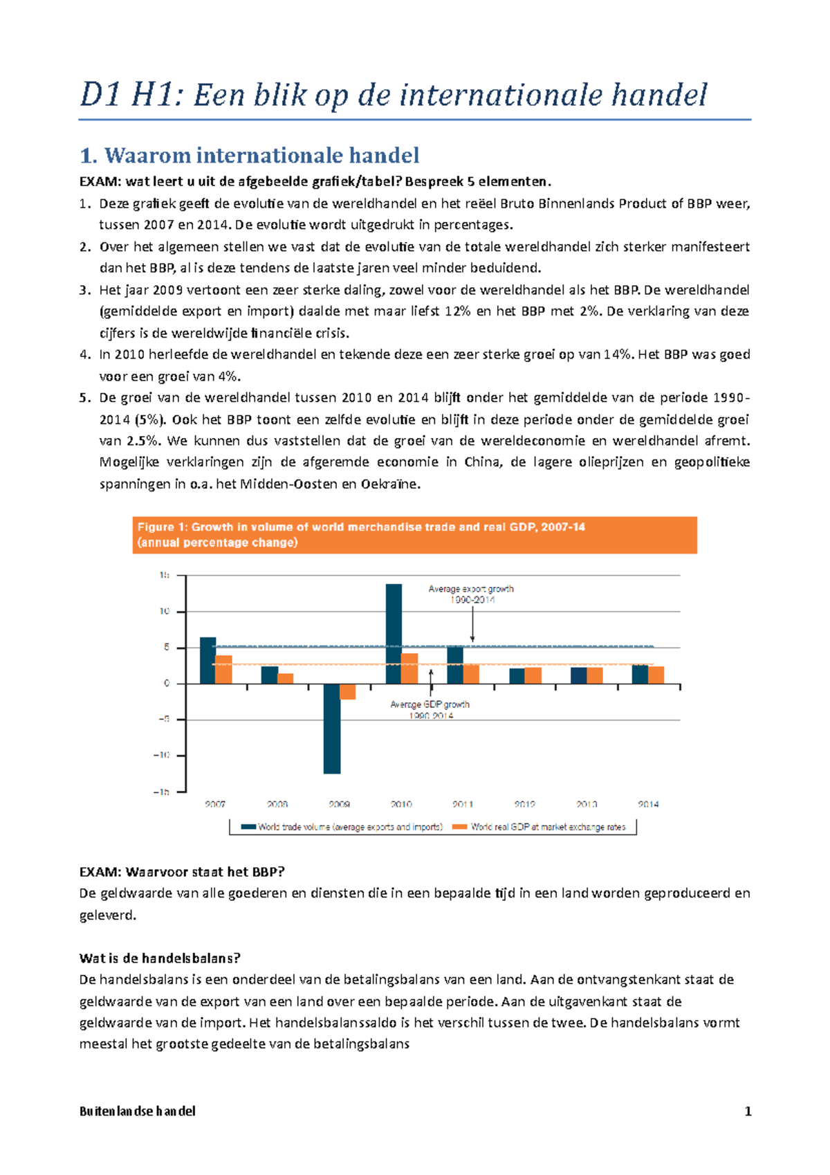 Buitenlandse-handell-samenvatting - D1 H1: Een blik op de ...