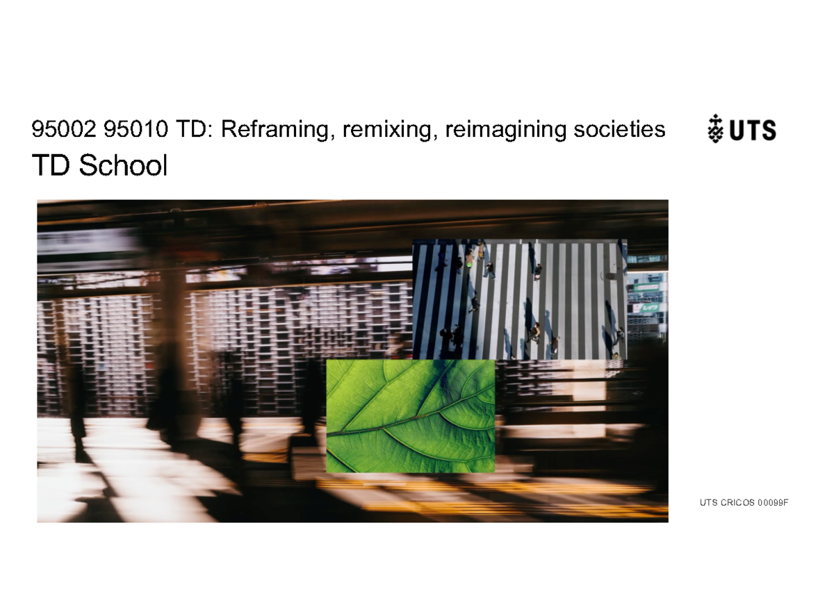 95002 95010 - Workshop 1 Week 2 - UTS CRICOS 00099F 95002 95010 TD ...