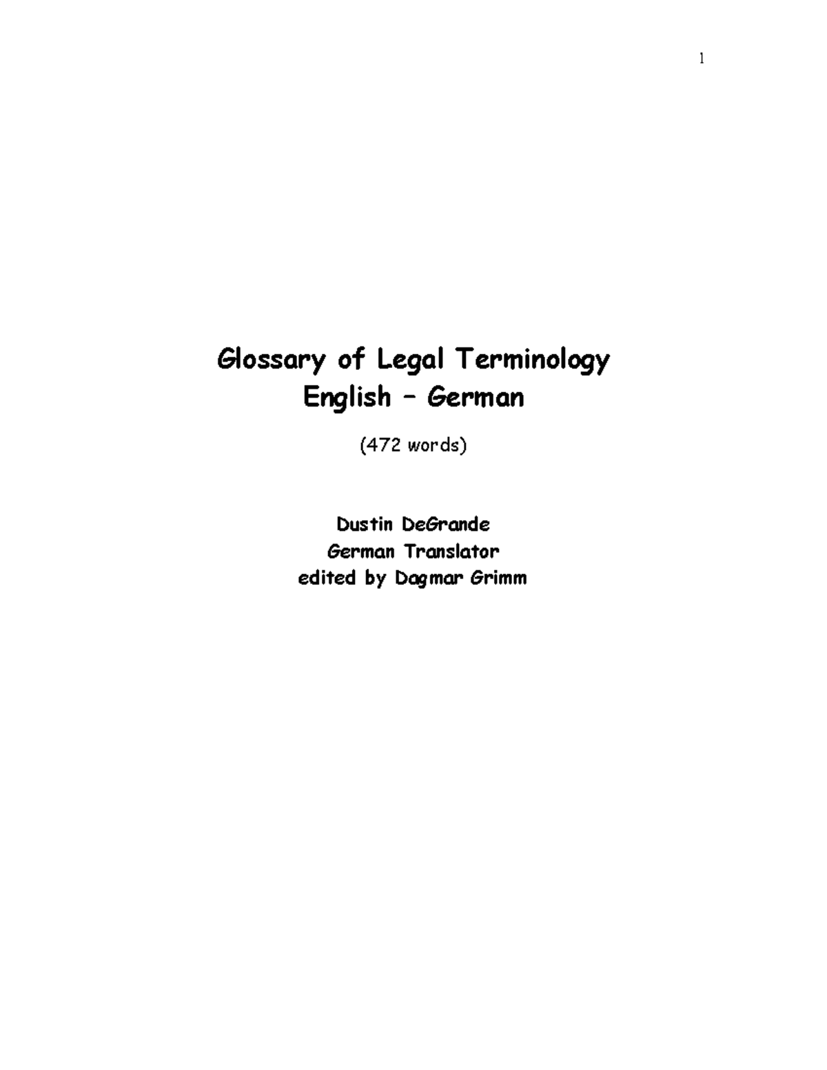 Legal expressions - Zusammenfassung der wichtigsten Begriffe - Glossary ...