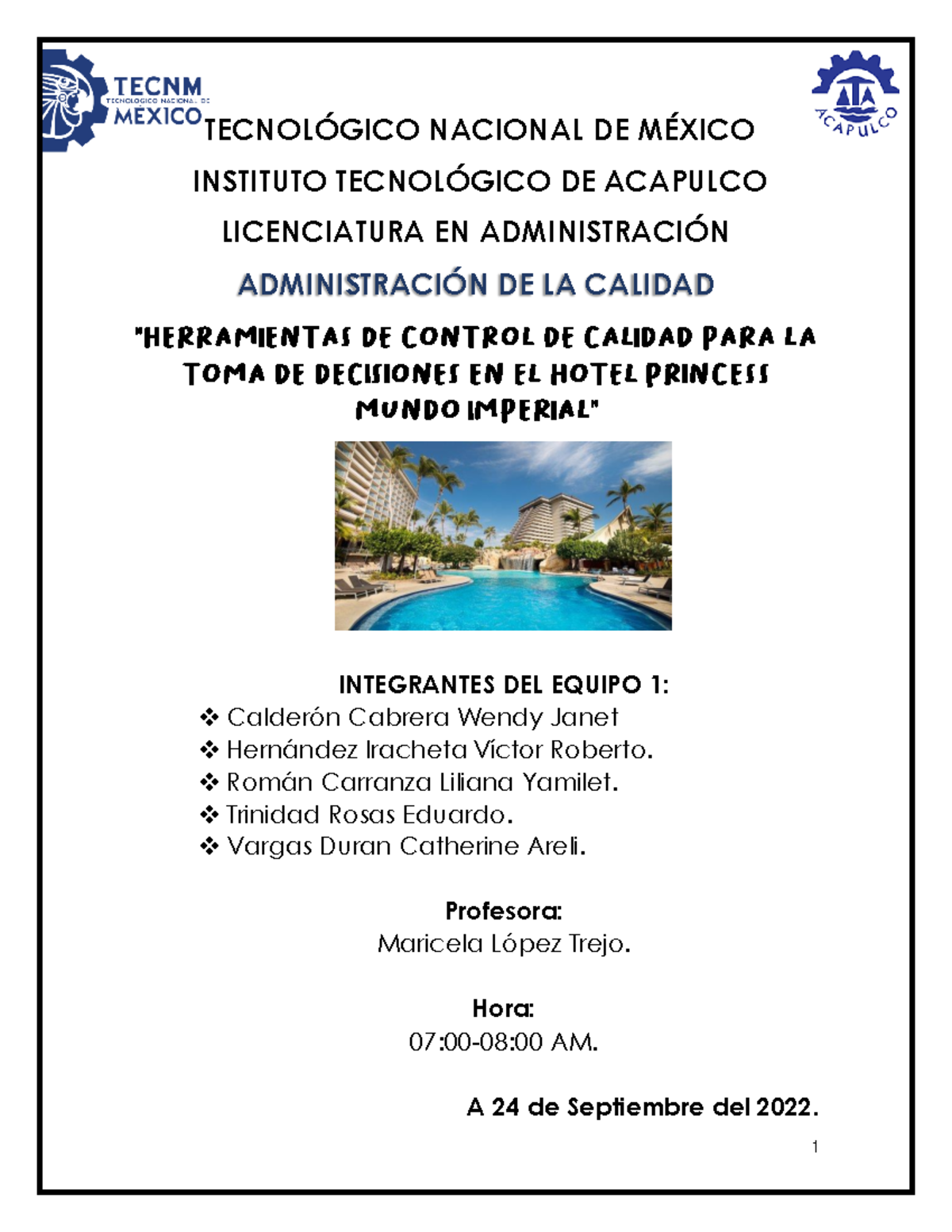 Administracion de la calidad-4 - TECNOL”GICO NACIONAL DE M.. INSTITUTO ...