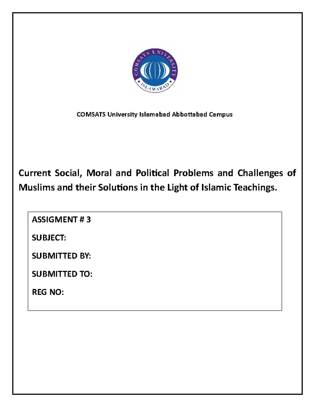 Islamic studies project - COMSATS University Islamabad Abbottabad ...