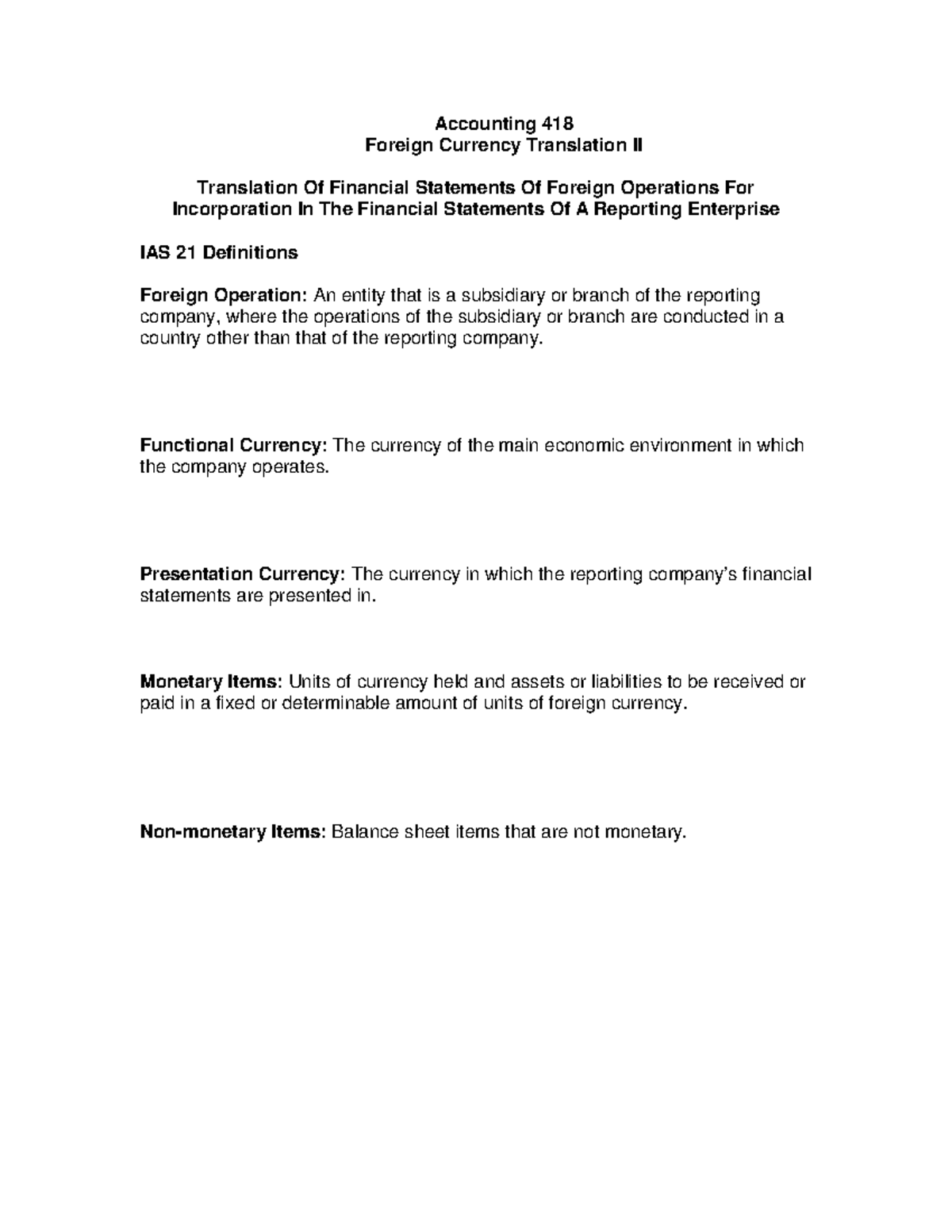 418.3 - Notes from class with examples - Accounting 418 Foreign ...