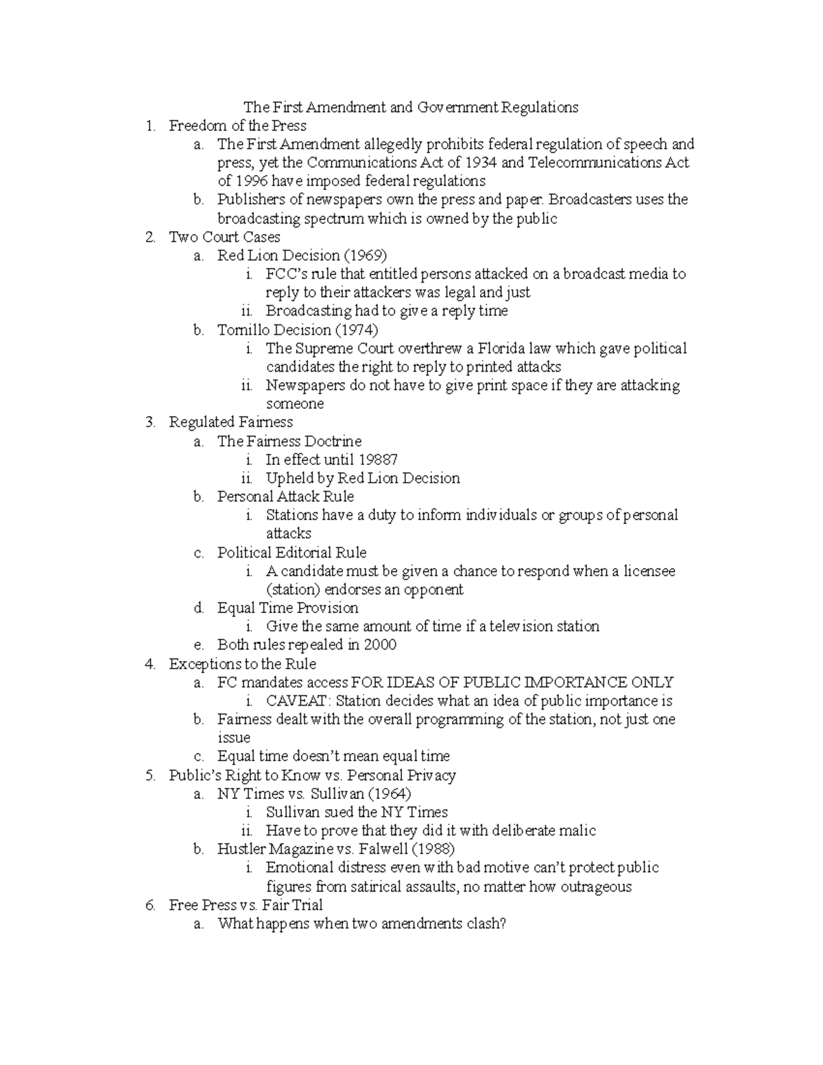 The First Amendment and Government Regulations - The First Amendment ...