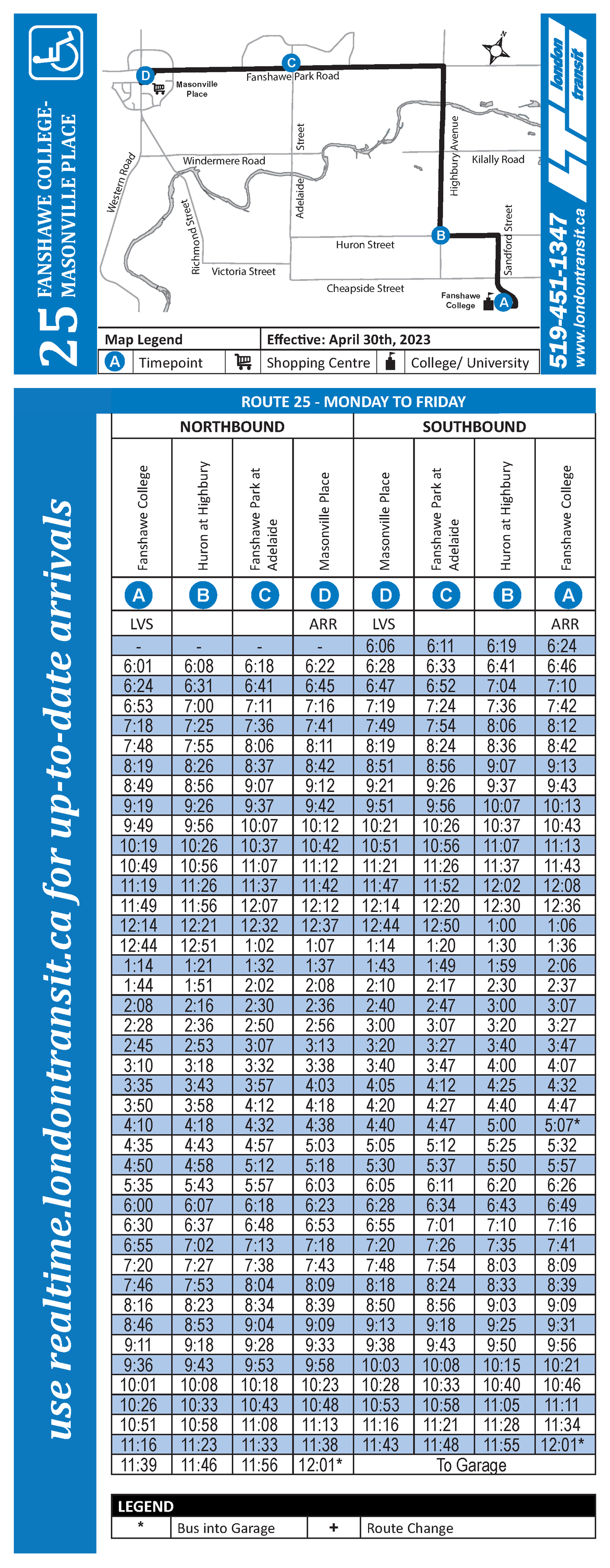 Route 25 Spring 2023 - Xyz - Cheapside Street Huron Street Fanshawe ...