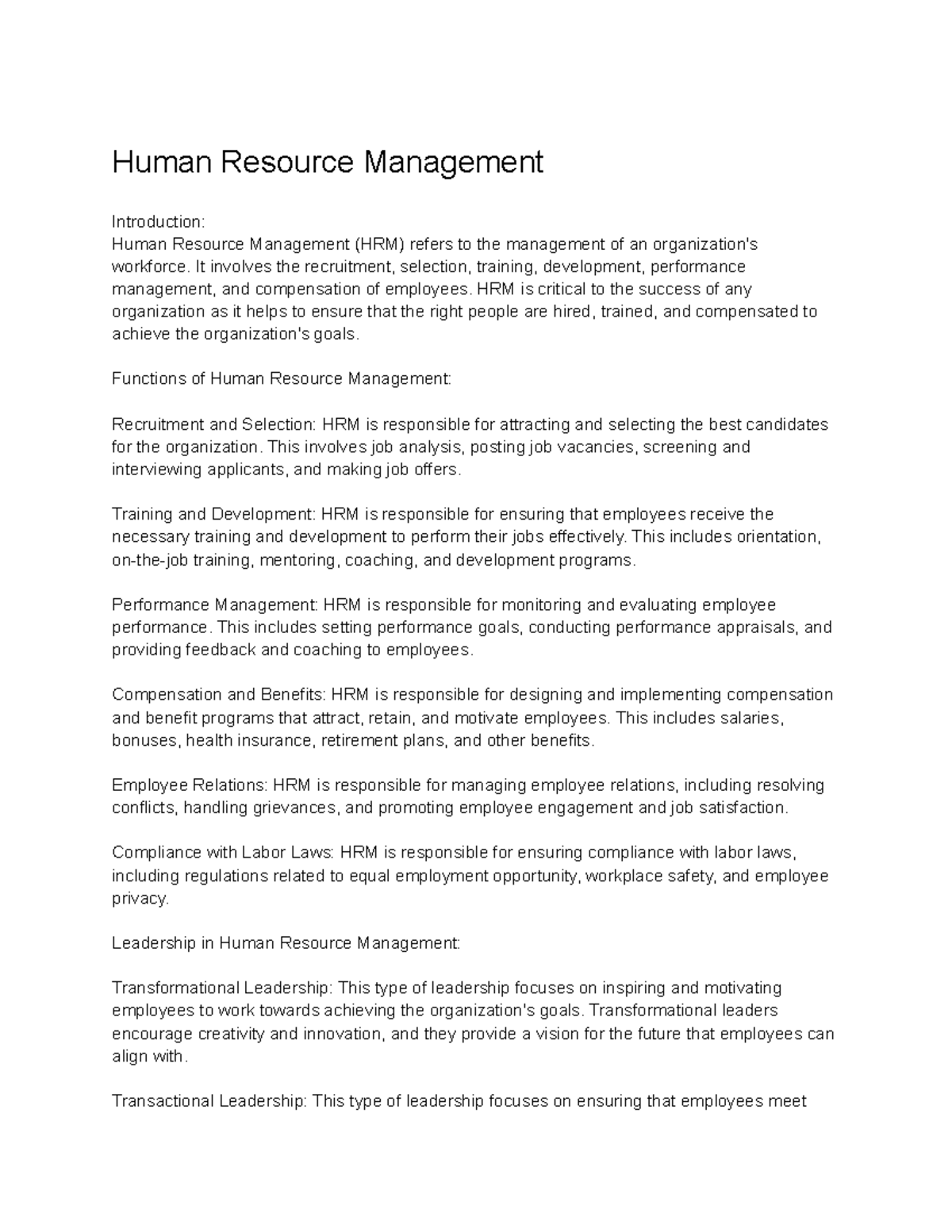 Introduction to Business (BMT-1010) Lecture 160 - Human Resource ...