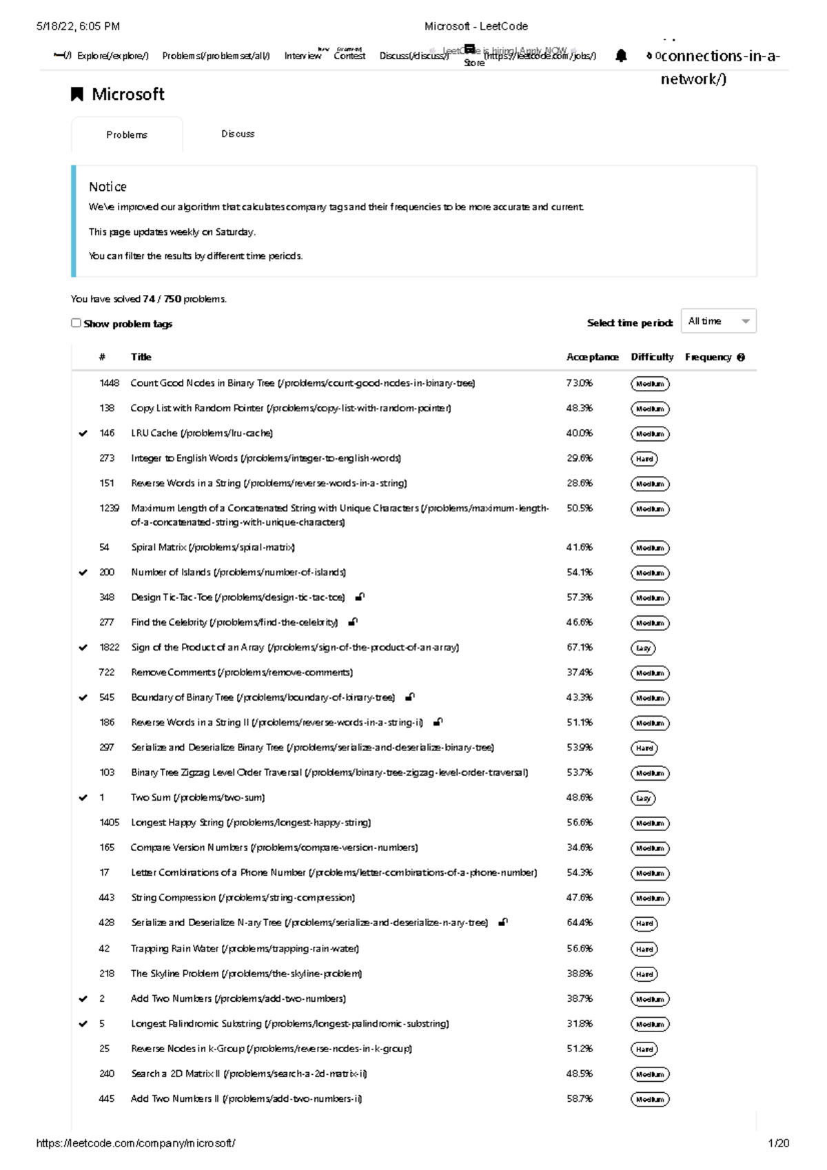 Microsoft questions - (leetcode/jobs/) ( p connections-in-a- network/) (/) Explore(/explore ...