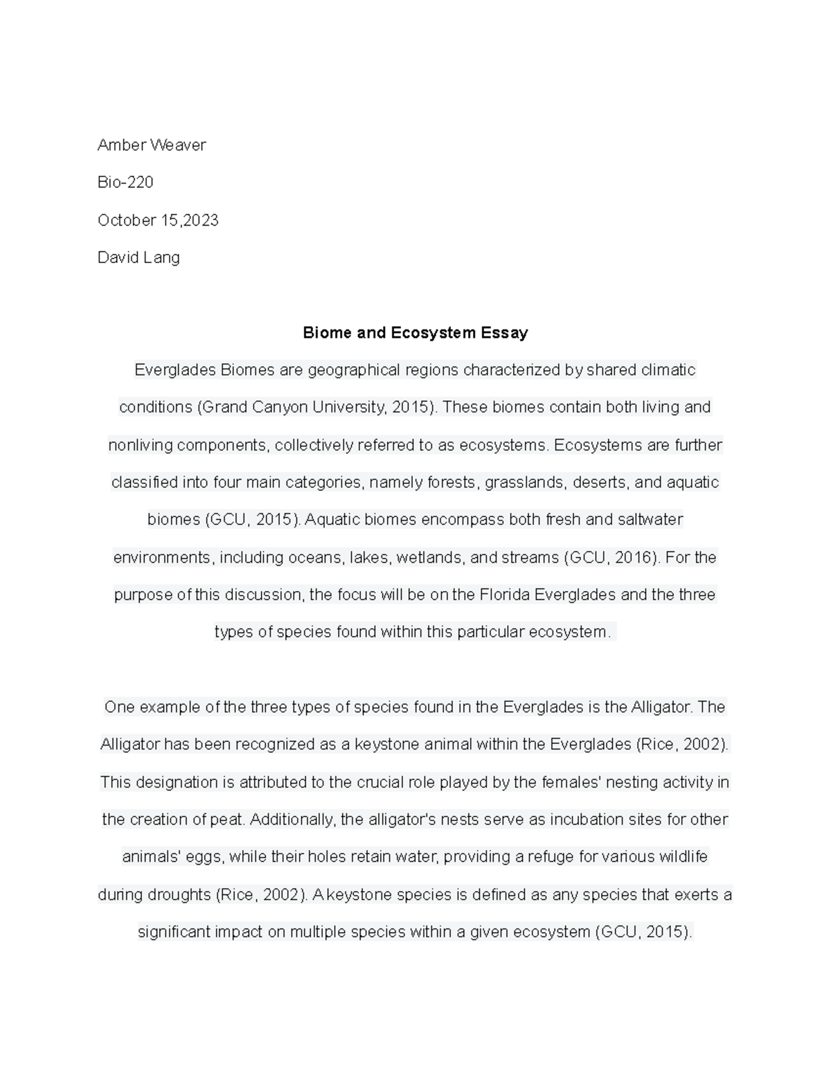 Amber Weaver Biome and Ecosystem Essay - Amber Weaver Bio- October 15 ...