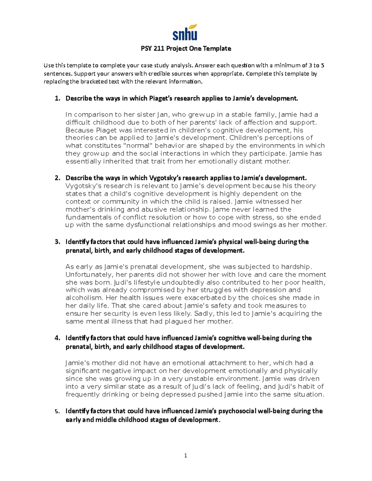 PSY 211 Project One Template PSY 211 Project One Template Use This