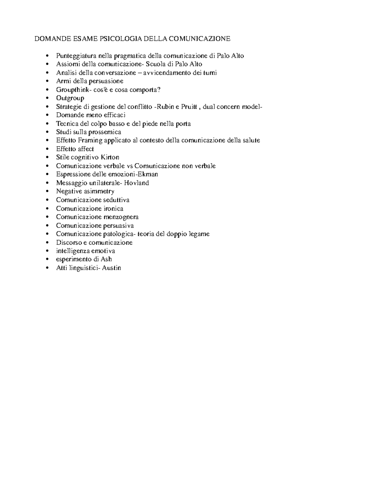 Domande psico - Warning: TT: undefined function: 32 DOMANDE ESAME PSICOLOGIA DELLA COMUNICAZIONE ...