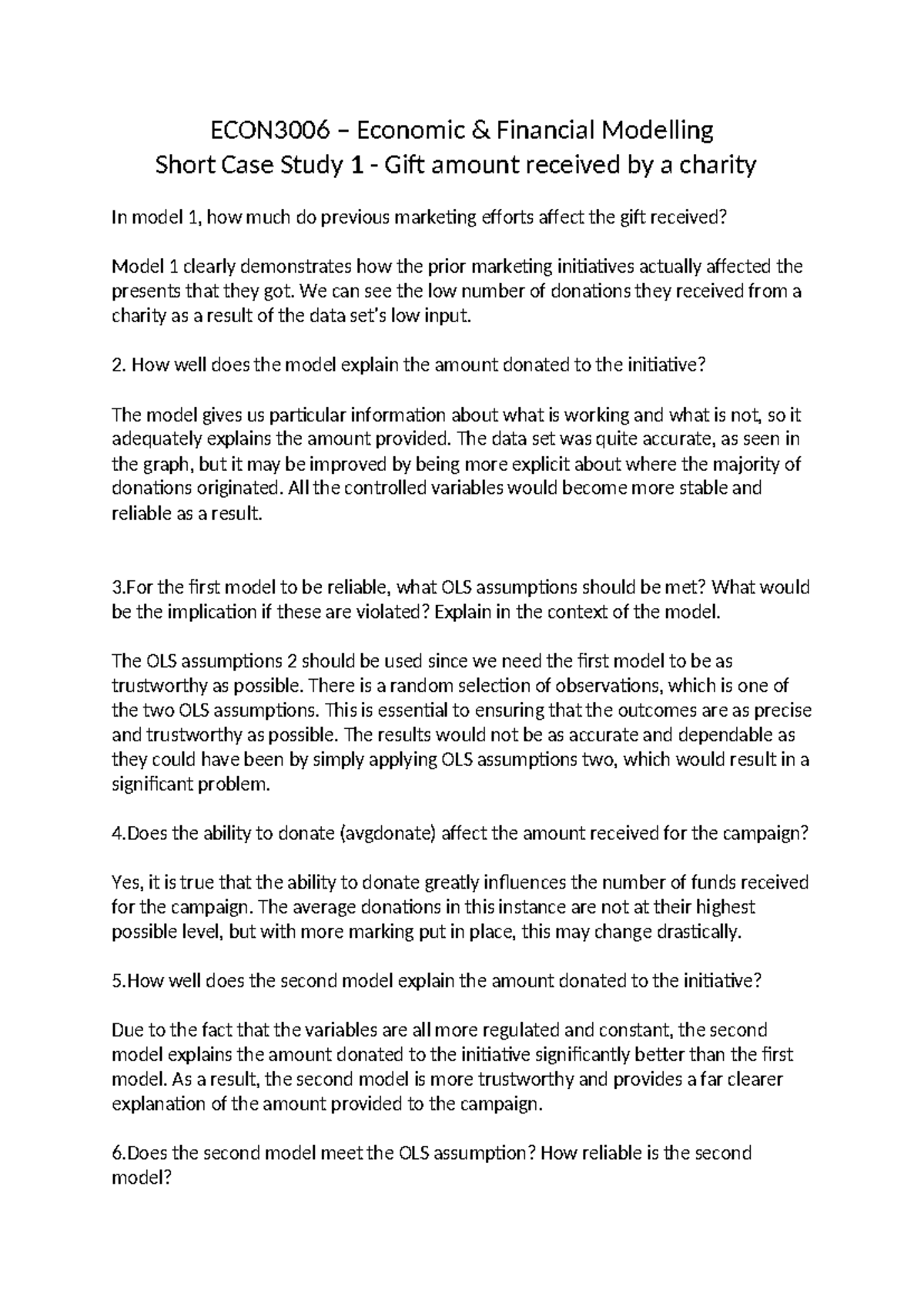 Economic & Financial Modelling - ECON3006 – Economic & Financial ...