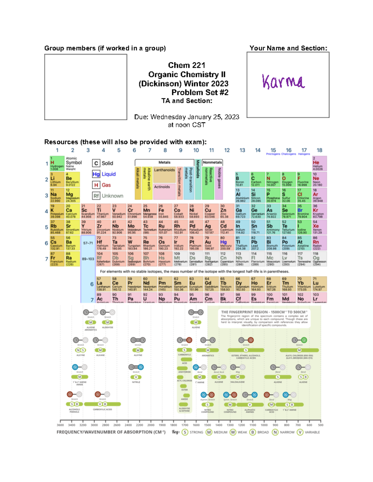 Chem 221 PS4 Key - key - Group members (if worked in a group) Your Name ...