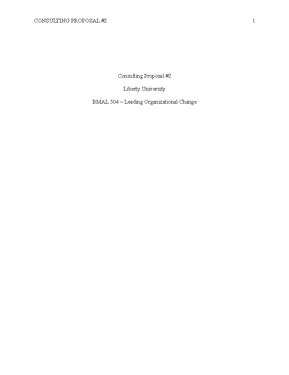 Consulting Proposal - Propasal - Consulting Proposal # Liberty ...