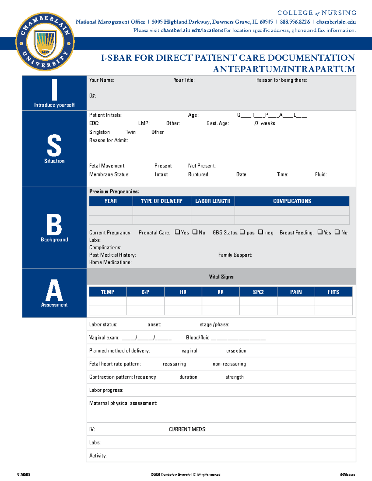 Antepartum Intrapartum I SBAR - I-SBAR FOR DIRECT PATIENT CARE ...