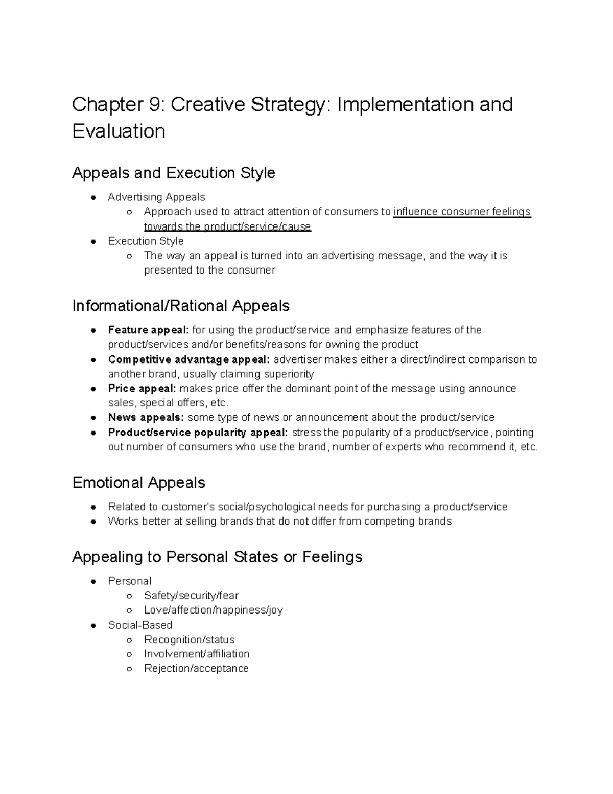 MKTG420 Chapter 9 - Chapter 9: Creative Strategy: Implementation and Evaluation Appeals and ...