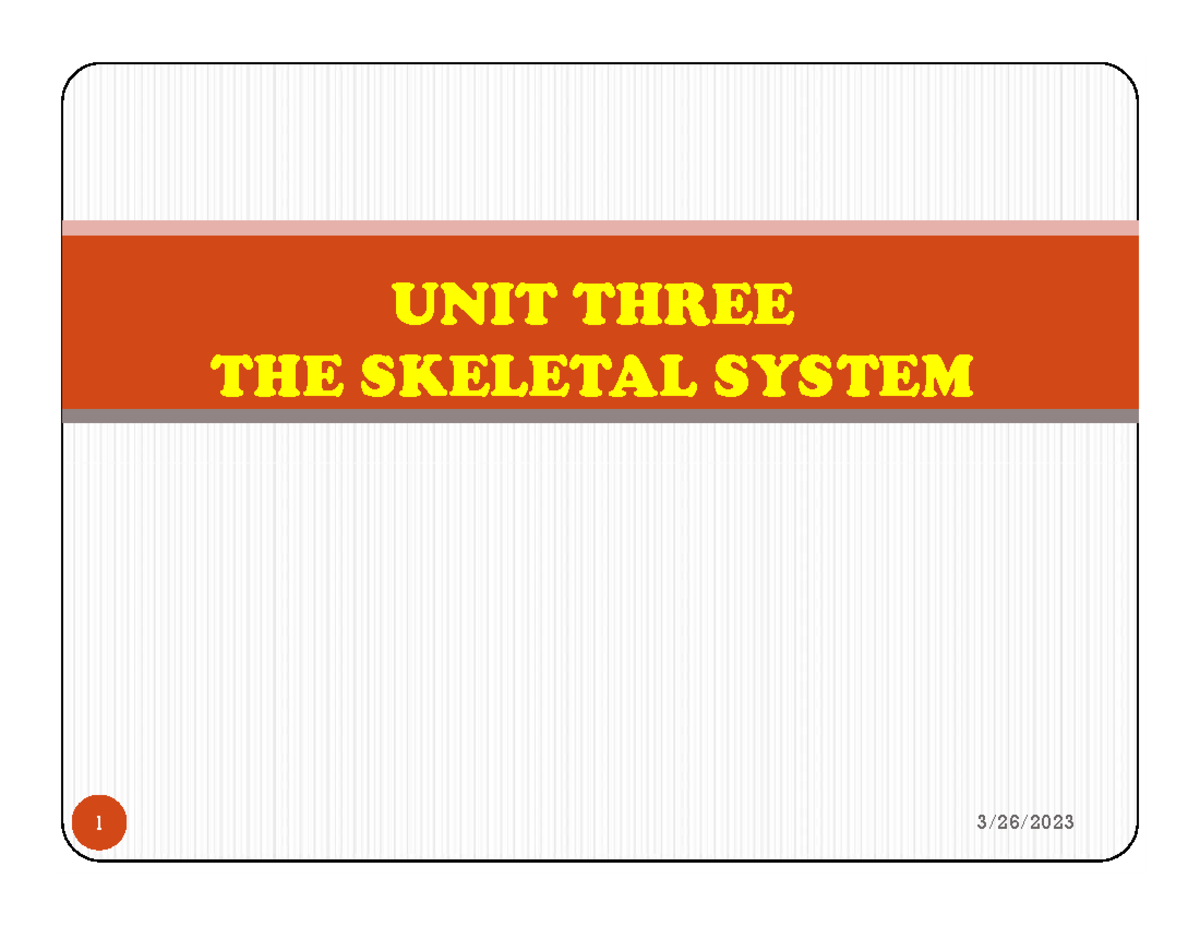 Chapter 3 Skeletal System - UNIT THREE THE SKELETAL SYSTEM Contents ...