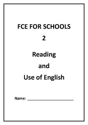 B2 - Mock 3 - Listening - 2023 - FCE FOR SCHOOLS 2 Listening Name