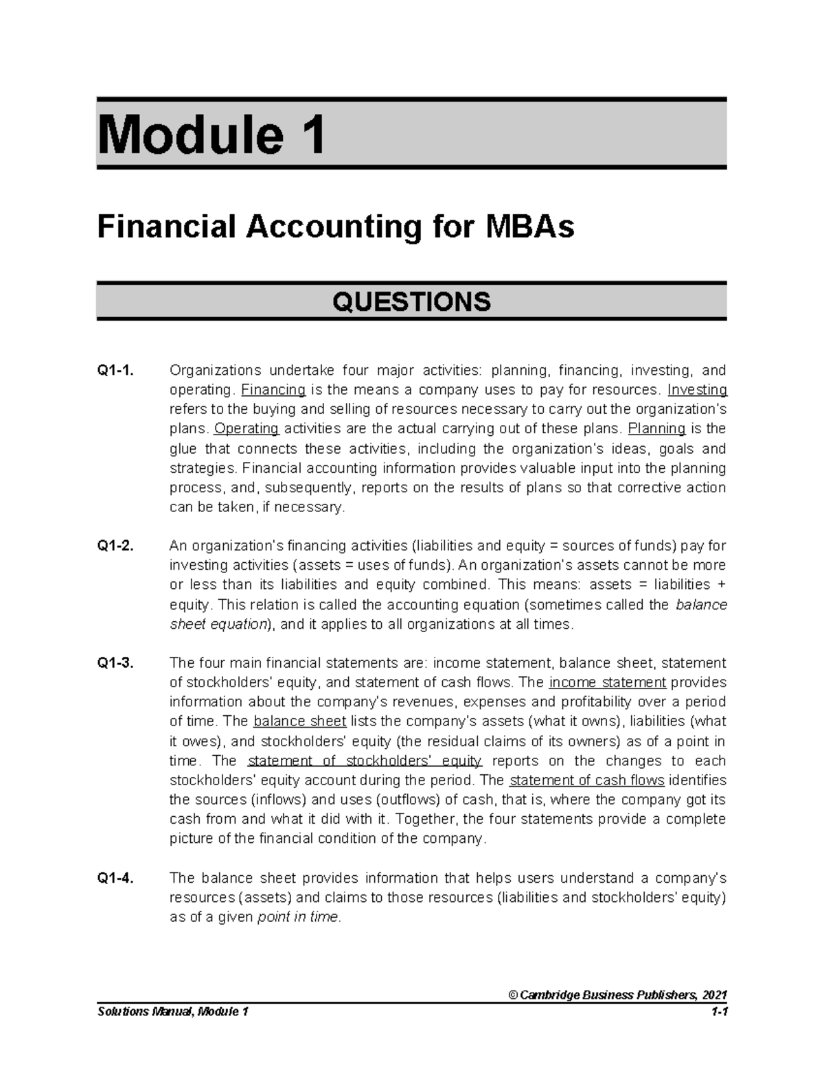 Module 1 Textbook Solutions 6e - student - Module 1 Financial ...