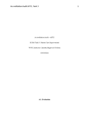 KCM1 Task 2 - KCM1 Task 2 Jennifer Fitzgerald College of Health ...