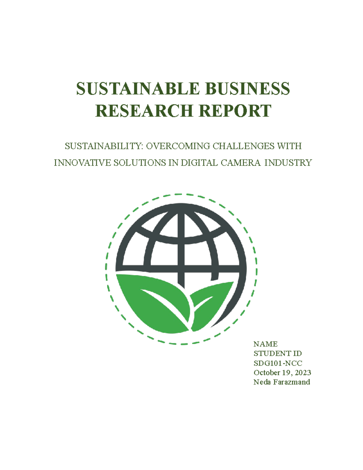 Sdg research report - first assignment, where you choose your industry ...