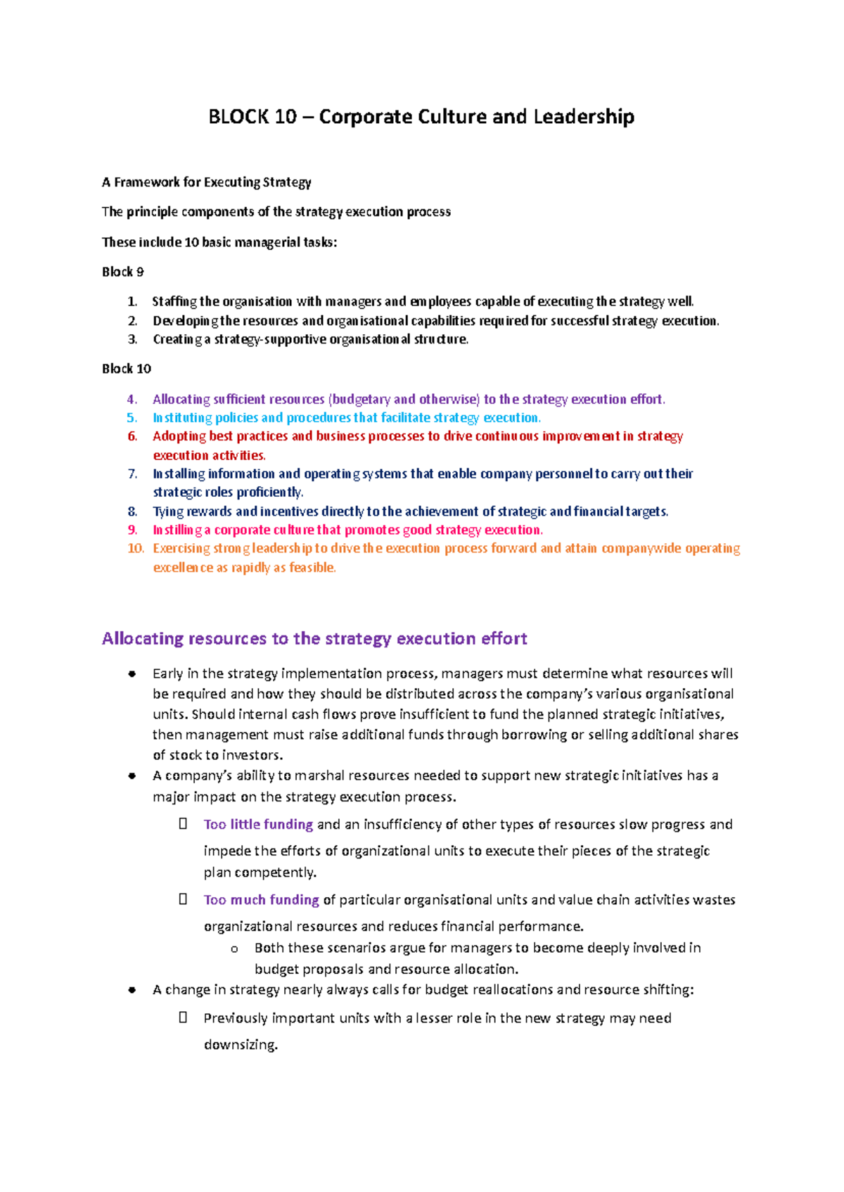 Block 10 - Summary Crafting & Executing Strategy: The Quest for ...