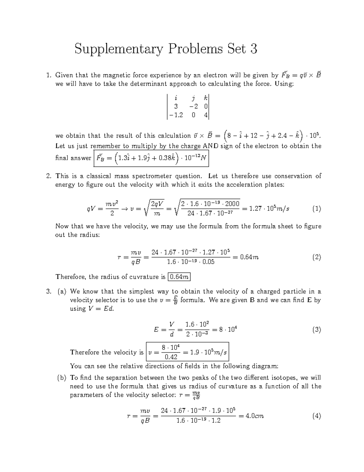 Supp3 - nyb - Supplementary Problems Set 3 Given that the magnetic ...
