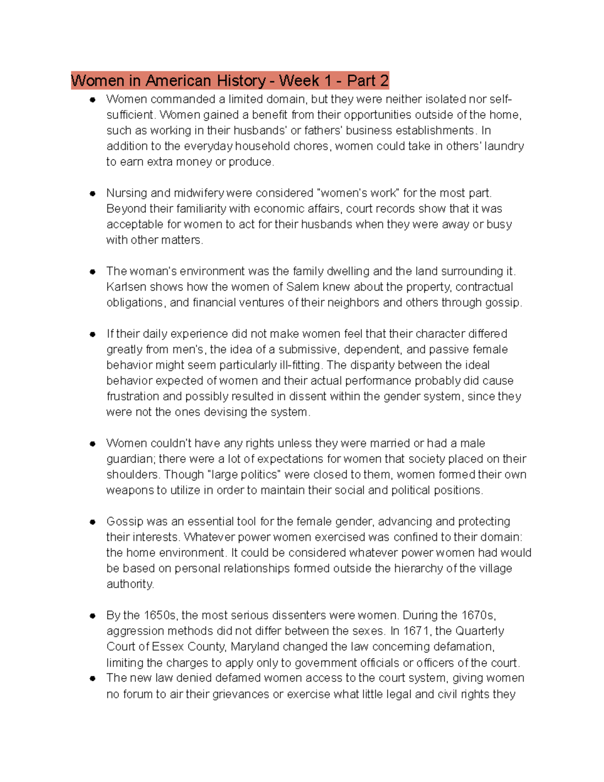 Women in American History - Week 1 - Part 2 - Women gained a benefit ...