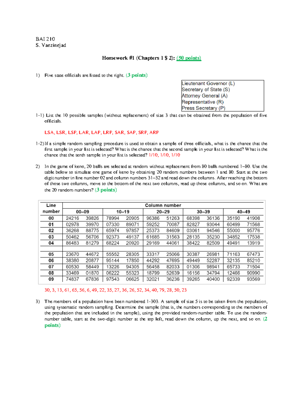 HW1-Answers - Answer Key - BAI 210 S. Vaezinejad Homework #1 (Chapters 1 $ 2): (50 points) 1 ...