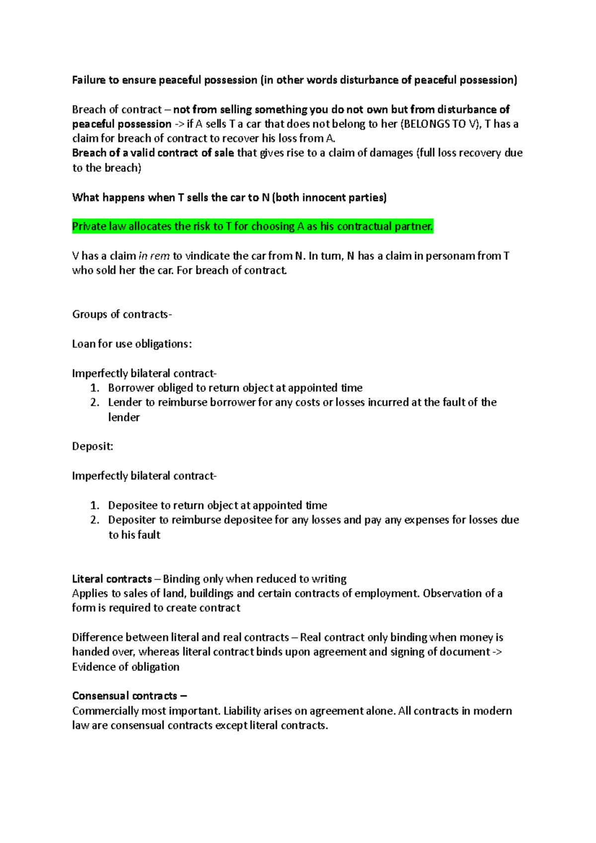 Sys Con notes by myself - Contracts - Failure to ensure peaceful ...
