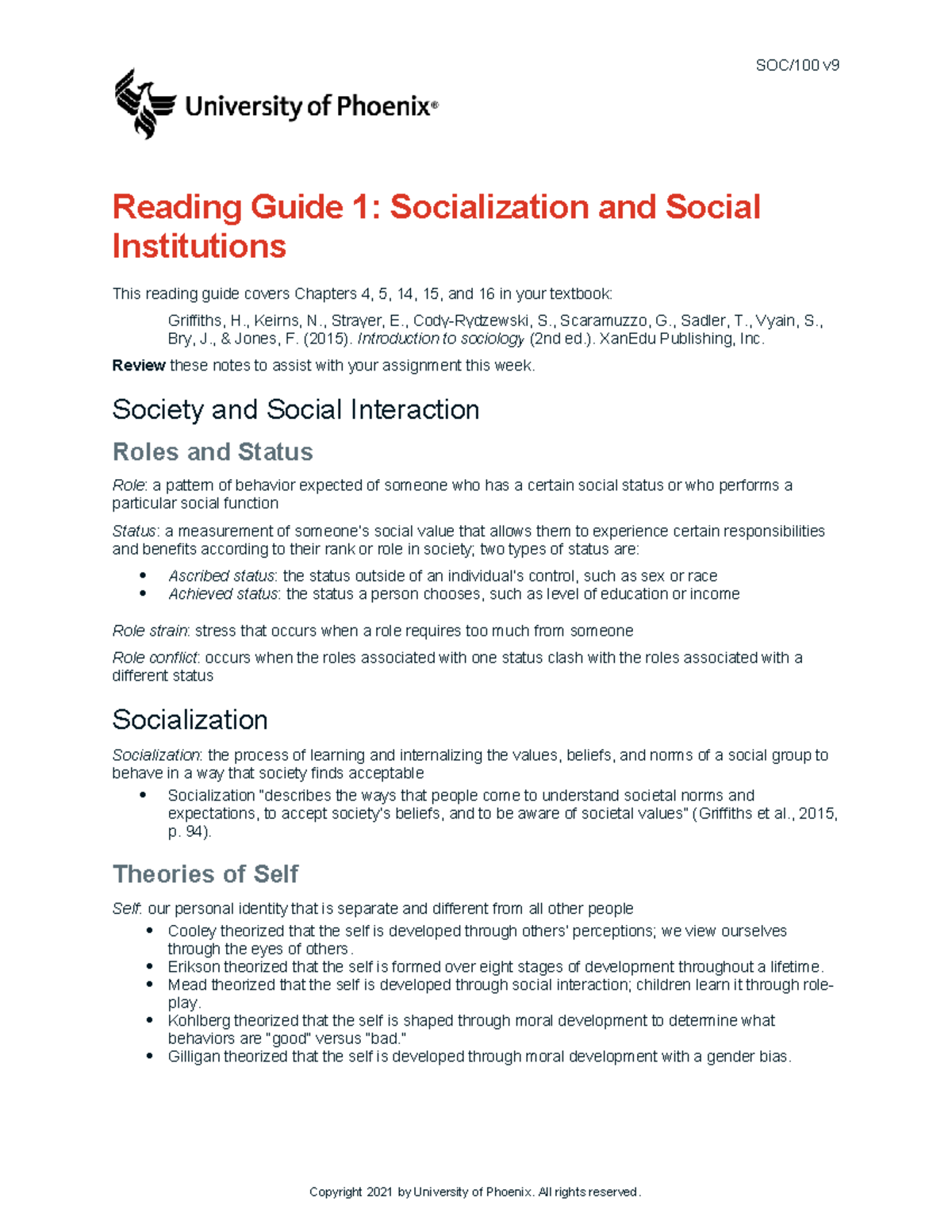 Soc100 v9 wk2 reading guide 1 socialization and social institutions ...