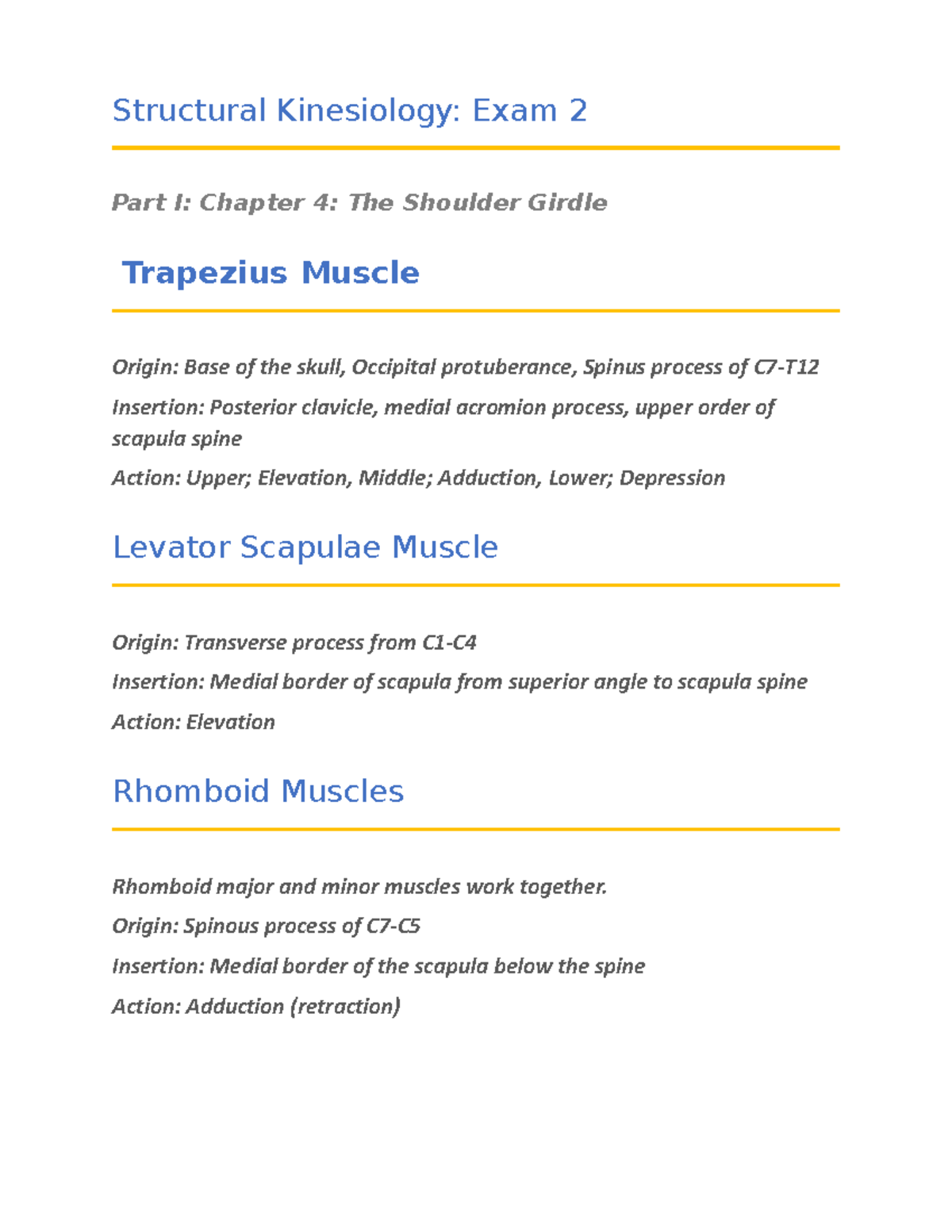 SK-Chapter 4 and 5 Shoulder Girdle: Shoulder Joint - Structural ...