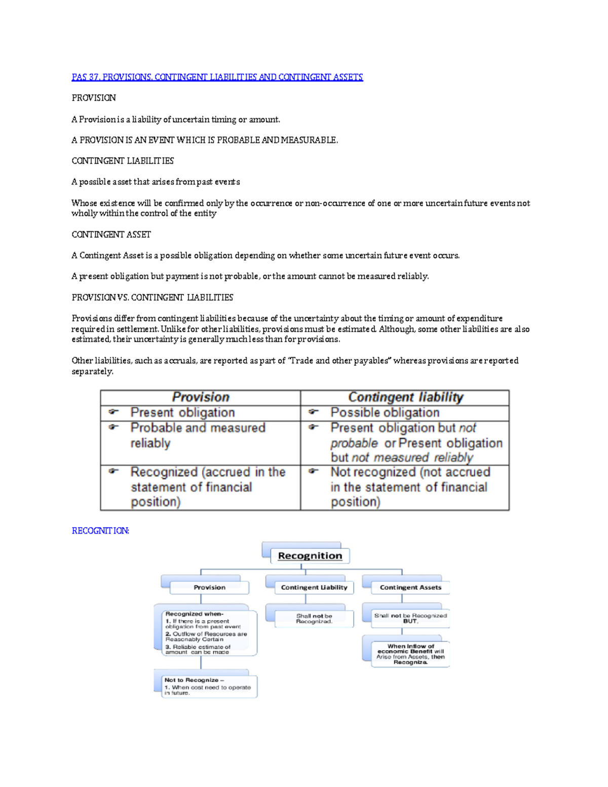 PROVISION liabilities - PAS 37. PROVISIONS. CONTINGENT LIABILITIES AND ...