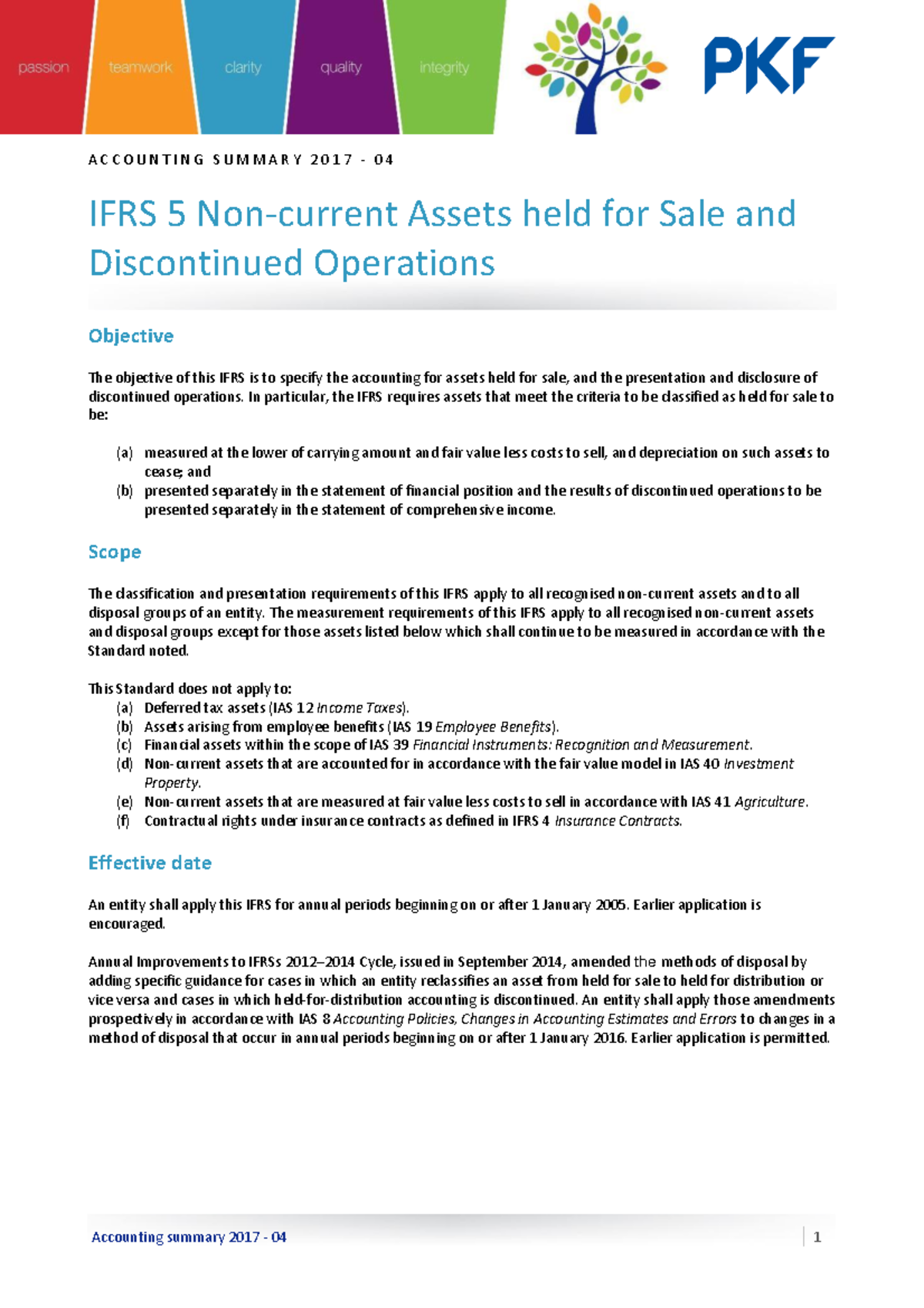 Ifrs 5 Non Current Assets Held For Sales And Discontinued Operations