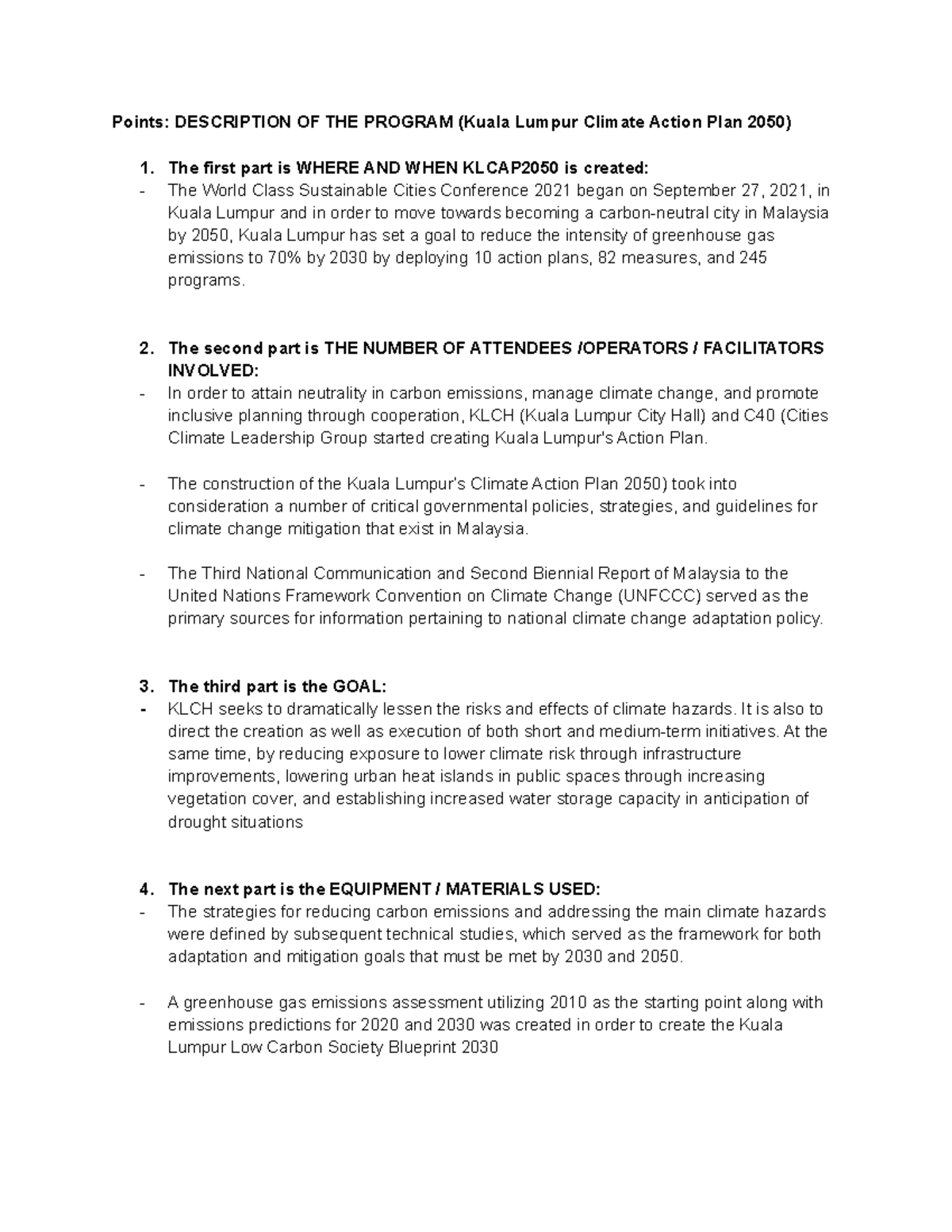 Description OF THE Program ( Points) - Points: DESCRIPTION OF THE ...