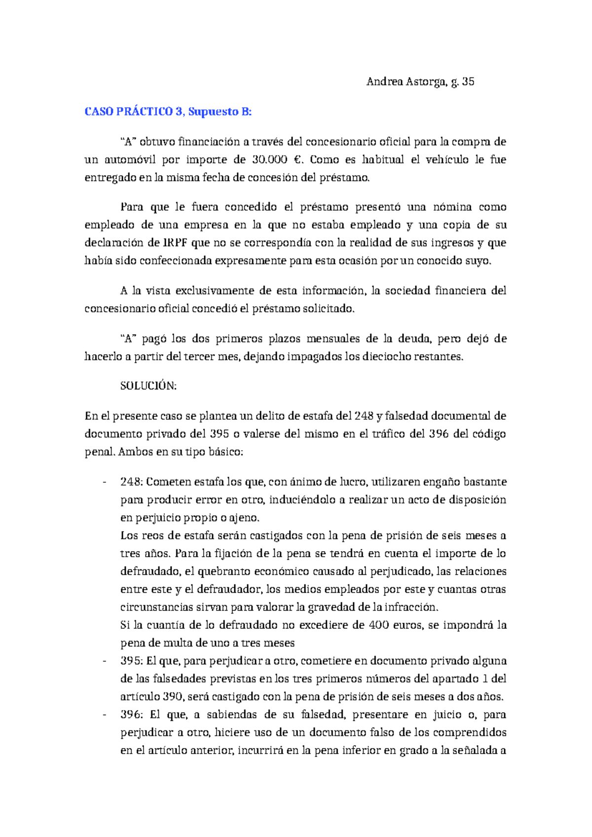 Práctica 2 - resuelta en clase - Andrea Astorga, g. 35 CASO PRÁCTICO 3 ...