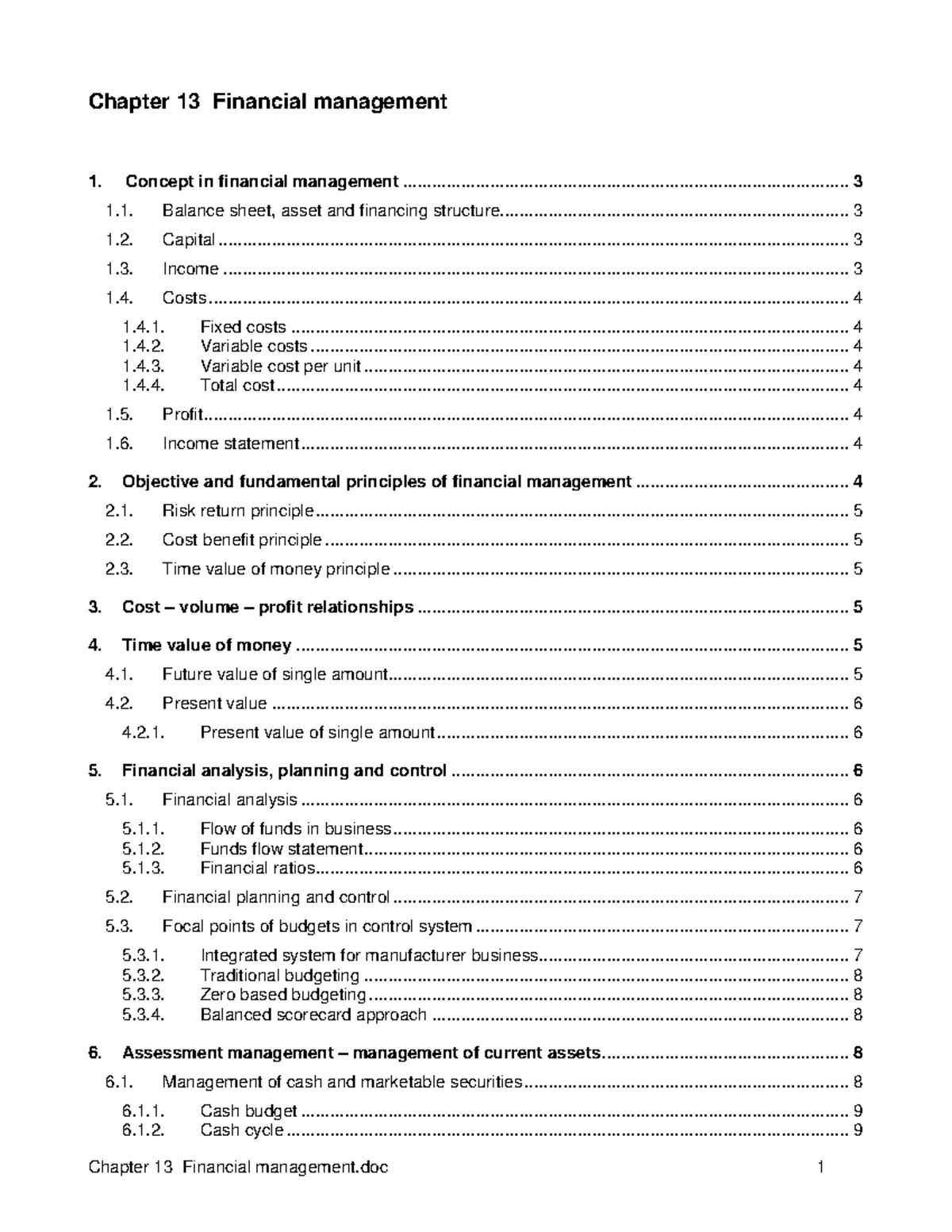 MNB1601- Notes-Chapter 13 financial management - Chapter 13 Financial ...