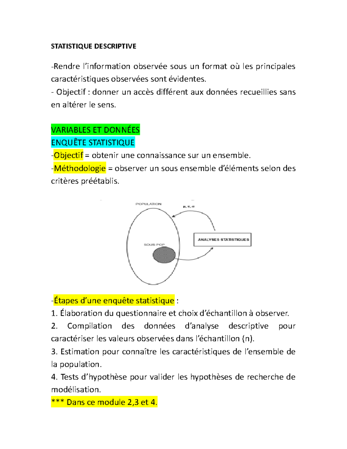 Statistique Descriptive - STATISTIQUE DESCRIPTIVE Rendre l’information ...