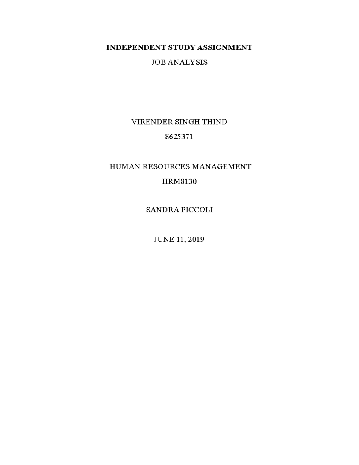 Independent Study Assignment - INDEPENDENT STUDY ASSIGNMENT JOB ...