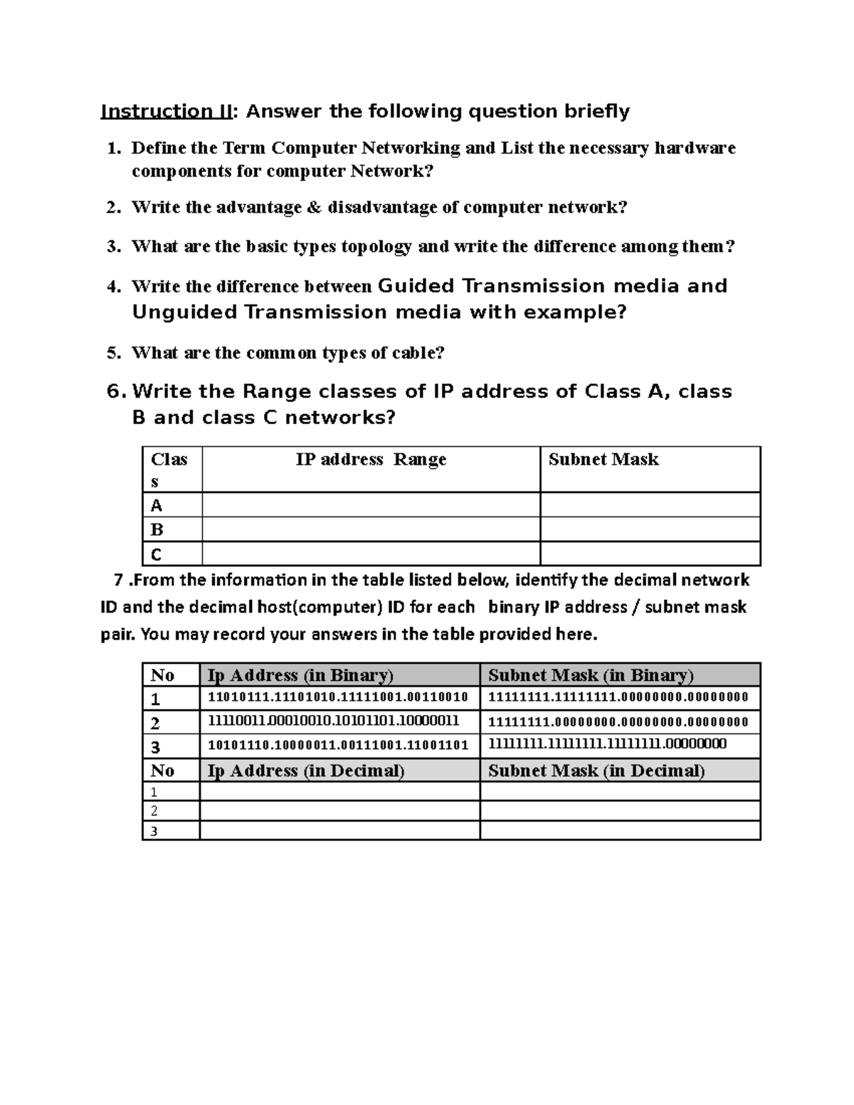 Assigment level 2 - BBBBBBB - Instruction II: Answer the following ...