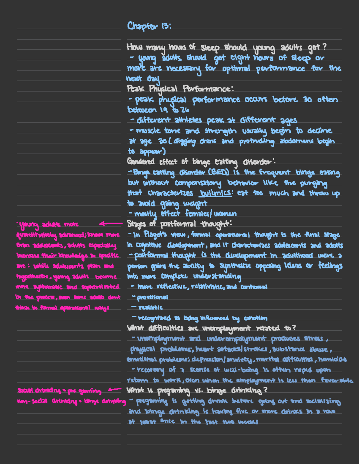 HD 1130 Study Guide 3 - Final : chapters 13-20; handwritten with extra ...