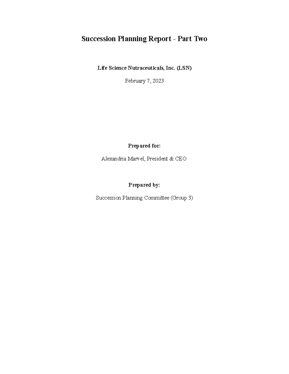 Group 3 Succession Planning Report - Part Two - Succession Planning ...