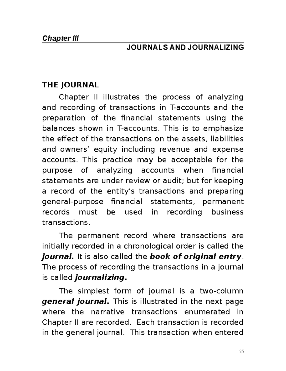 7 - LECTURES - Chapter III JOURNALS AND JOURNALIZING THE JOURNAL ...