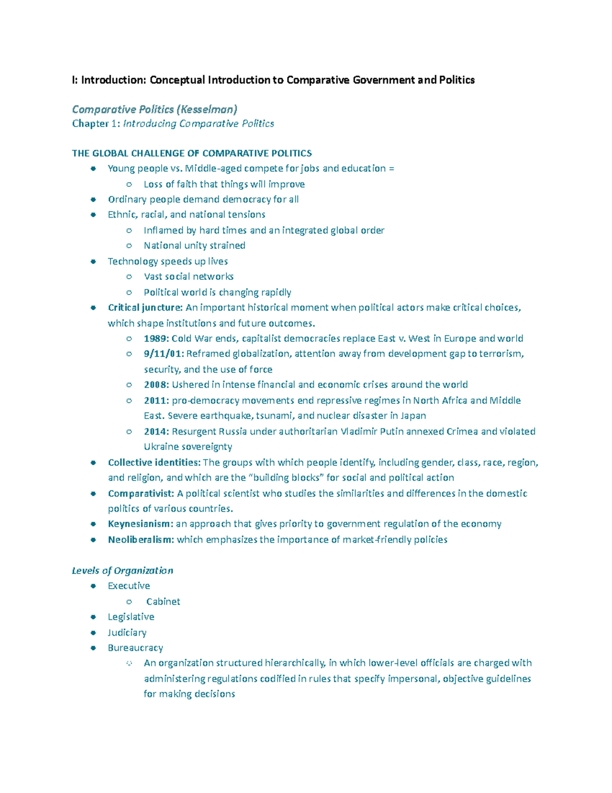 Conceptual Introduction to Comparative Government and Politics - Middle ...